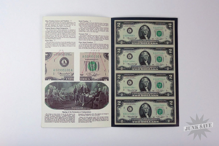 Uncut Sheet of Star Note 2 Dollar Bills from 1976 | JunkSave